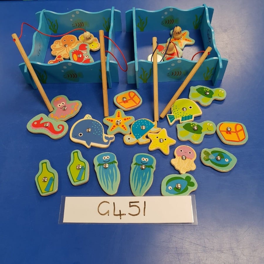 Set of 2 - Wooden Magnetic Fishing Game